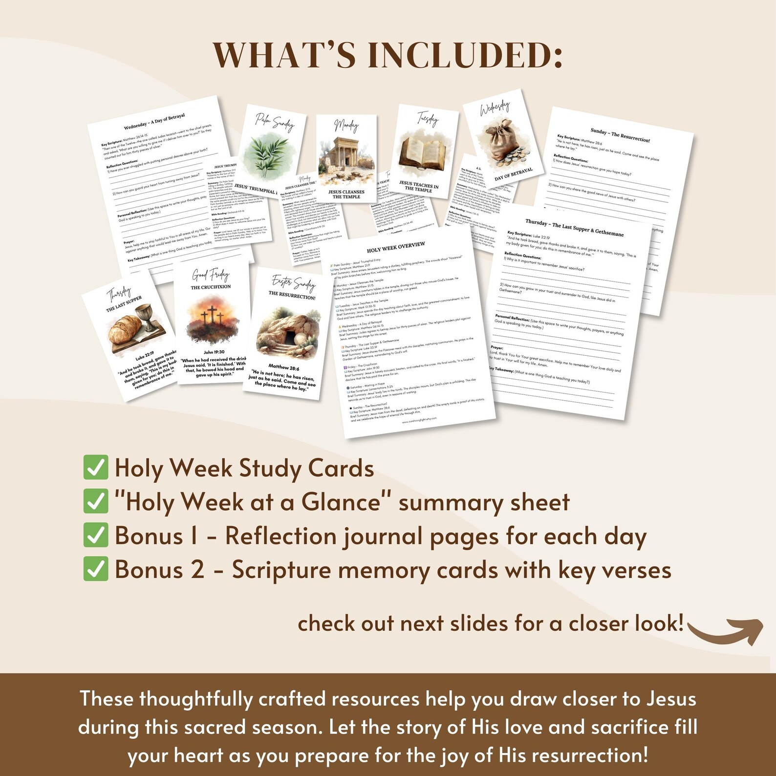 Holy Week Study Cards Printable Easter Story Cards, Easter Advent ...