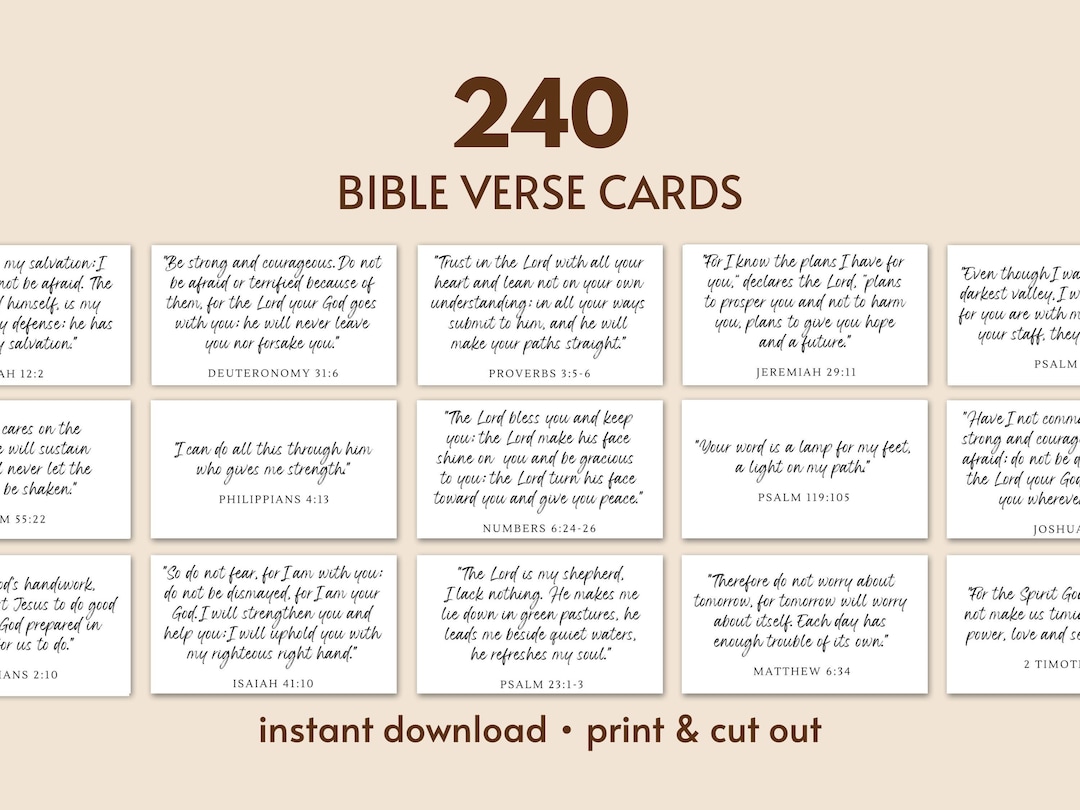 240 Printable Bible Verse Cards, Printable Scripture Cards, Scripture ...