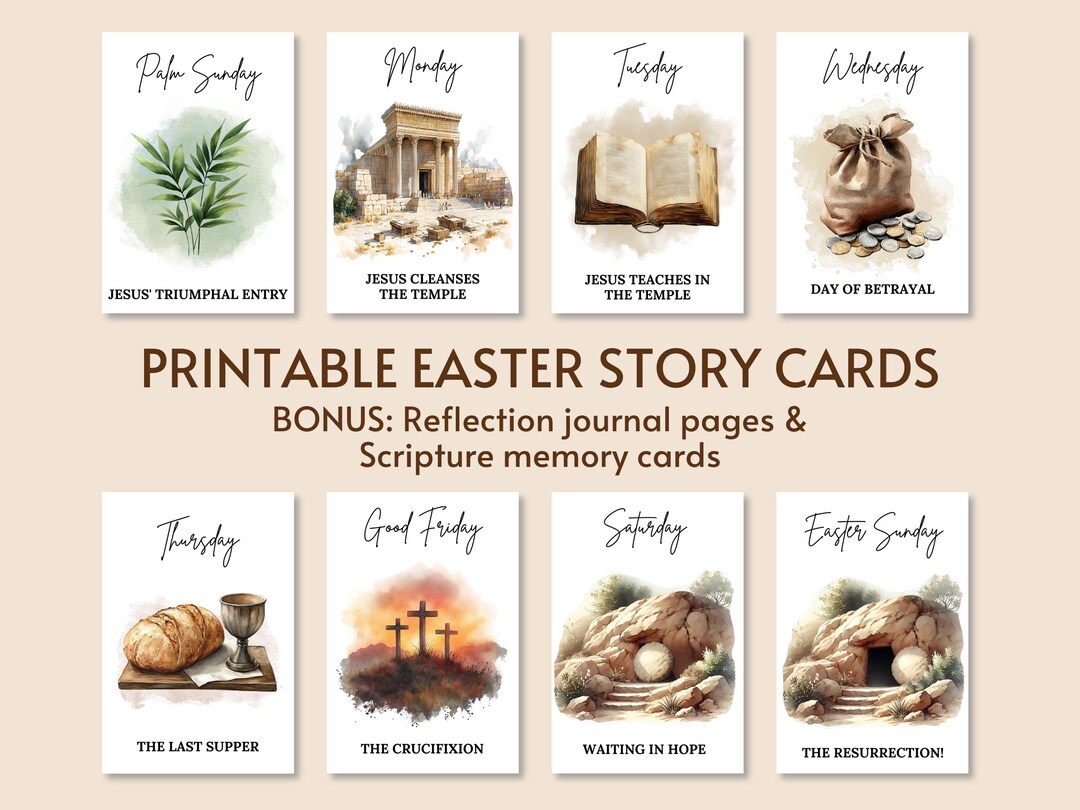 Easter Story Cards Printable Holy Week for Kids Easter Week Activities ...