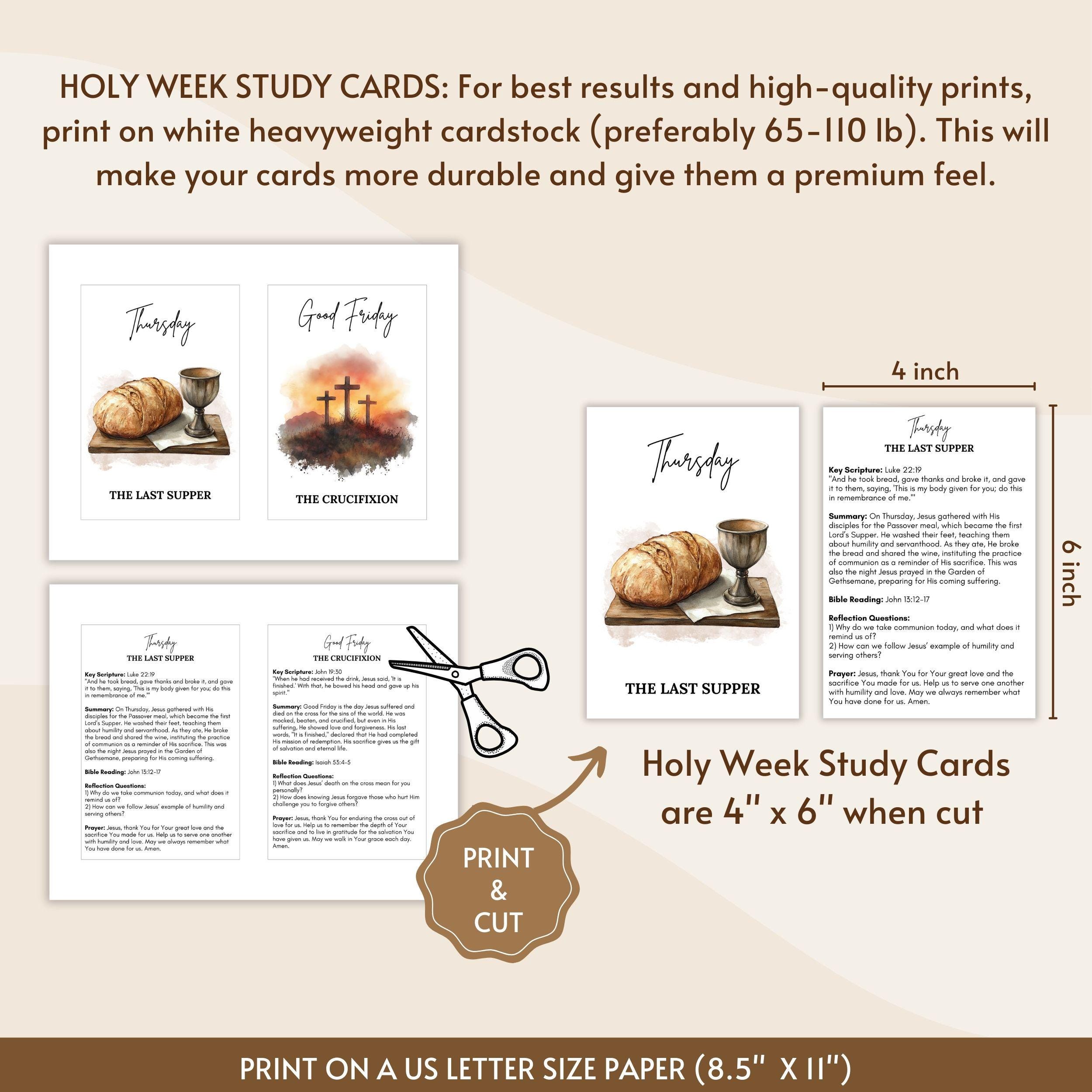 Holy Week Study Cards Printable Easter Story Cards, Easter Advent ...