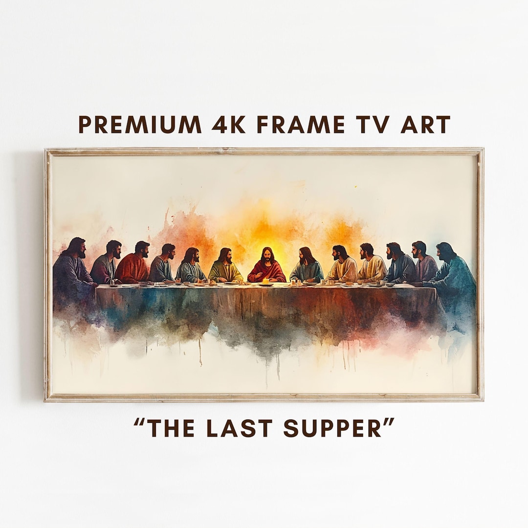 The Last Supper Frame TV Art, Watercolor Holy Week Frame TV Art Lord's ...