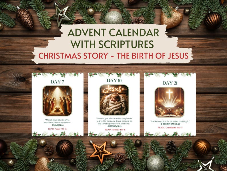 Printable Advent Scripture Cards, Nativity Advent Calendar Religious ...