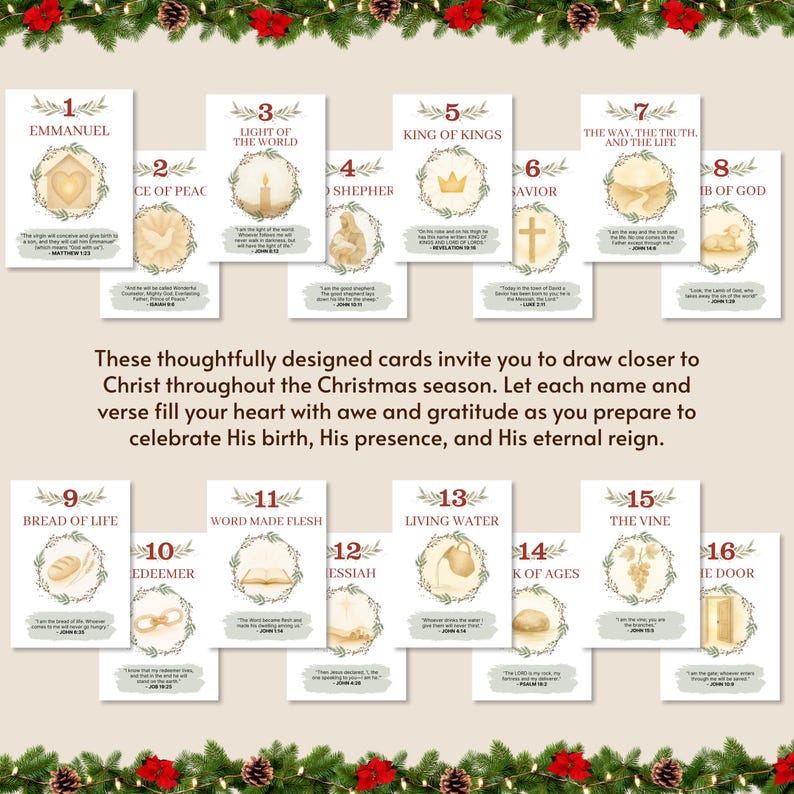 Christmas Advent Scripture Cards Printable Scripture Advent Calendar ...