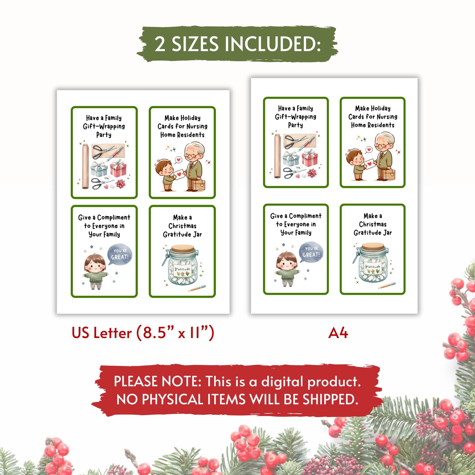 Printable & Editable Christmas Advent Activity Cards Printable Advent ...