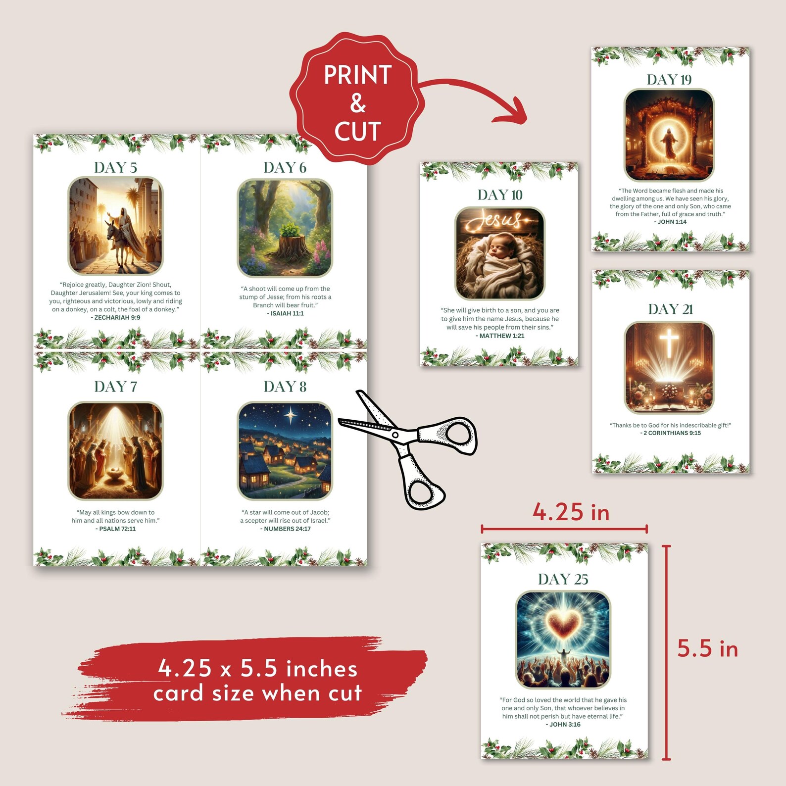 Printable Advent Scripture Cards, Christian Advent Calendar for Kids ...