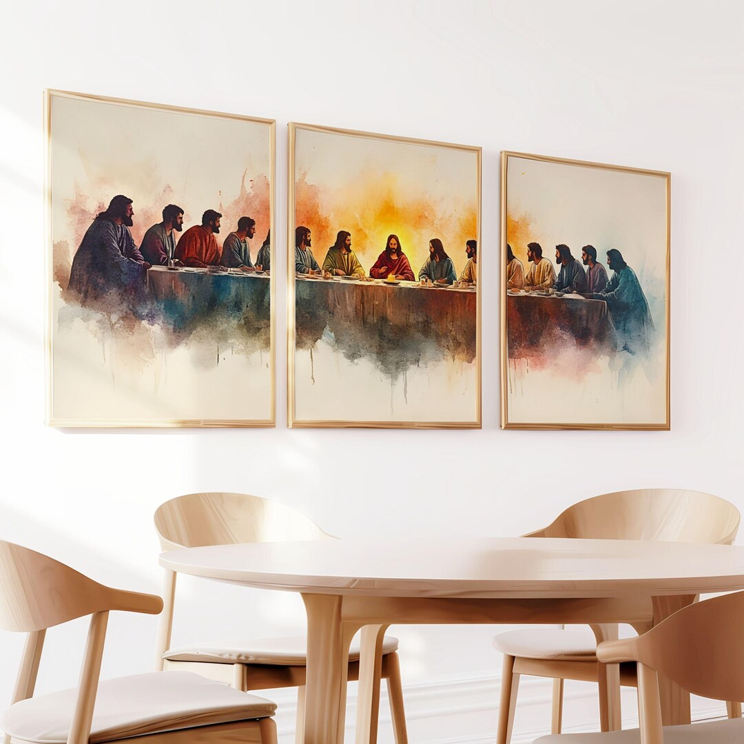 The Last Supper Wall Art Watercolor Last Supper Painting Abstract ...
