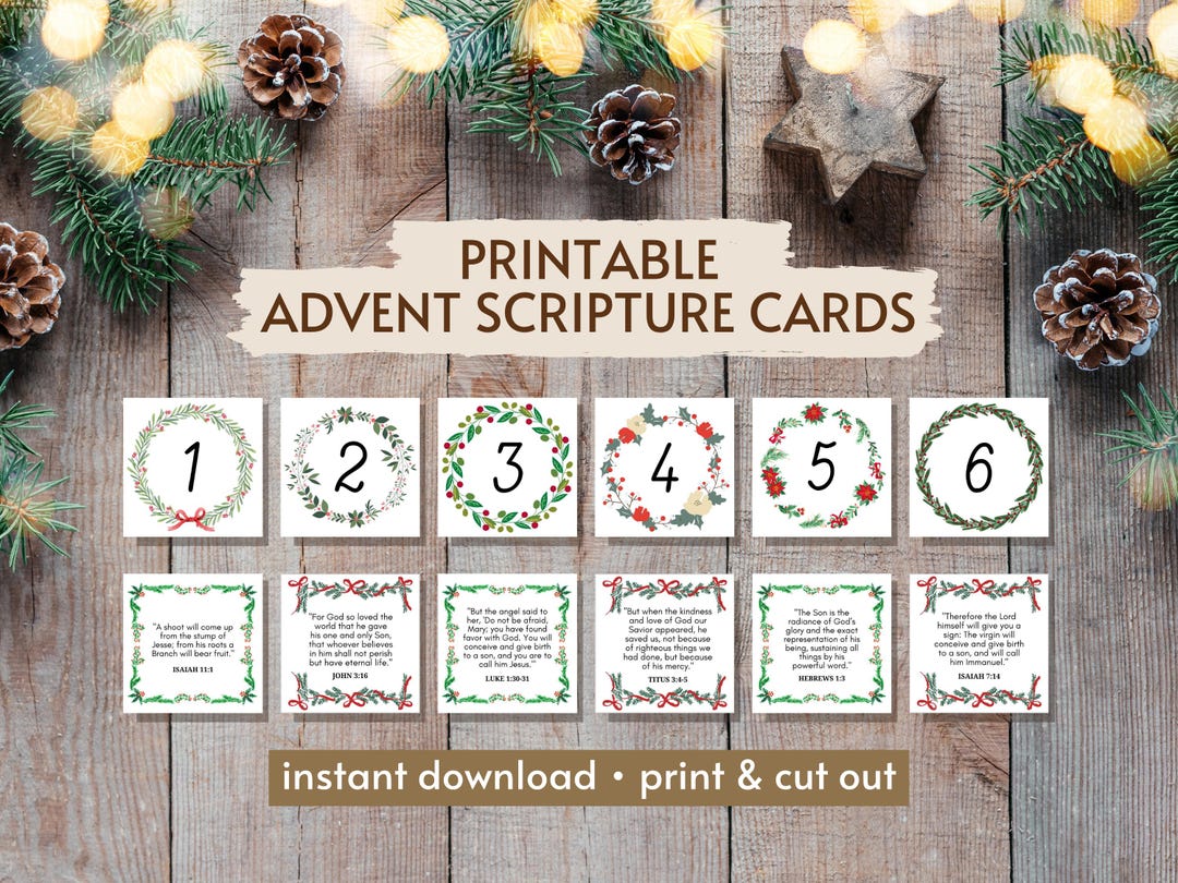 Printable Advent Scripture Cards, Christian Advent Calendar, Kids ...