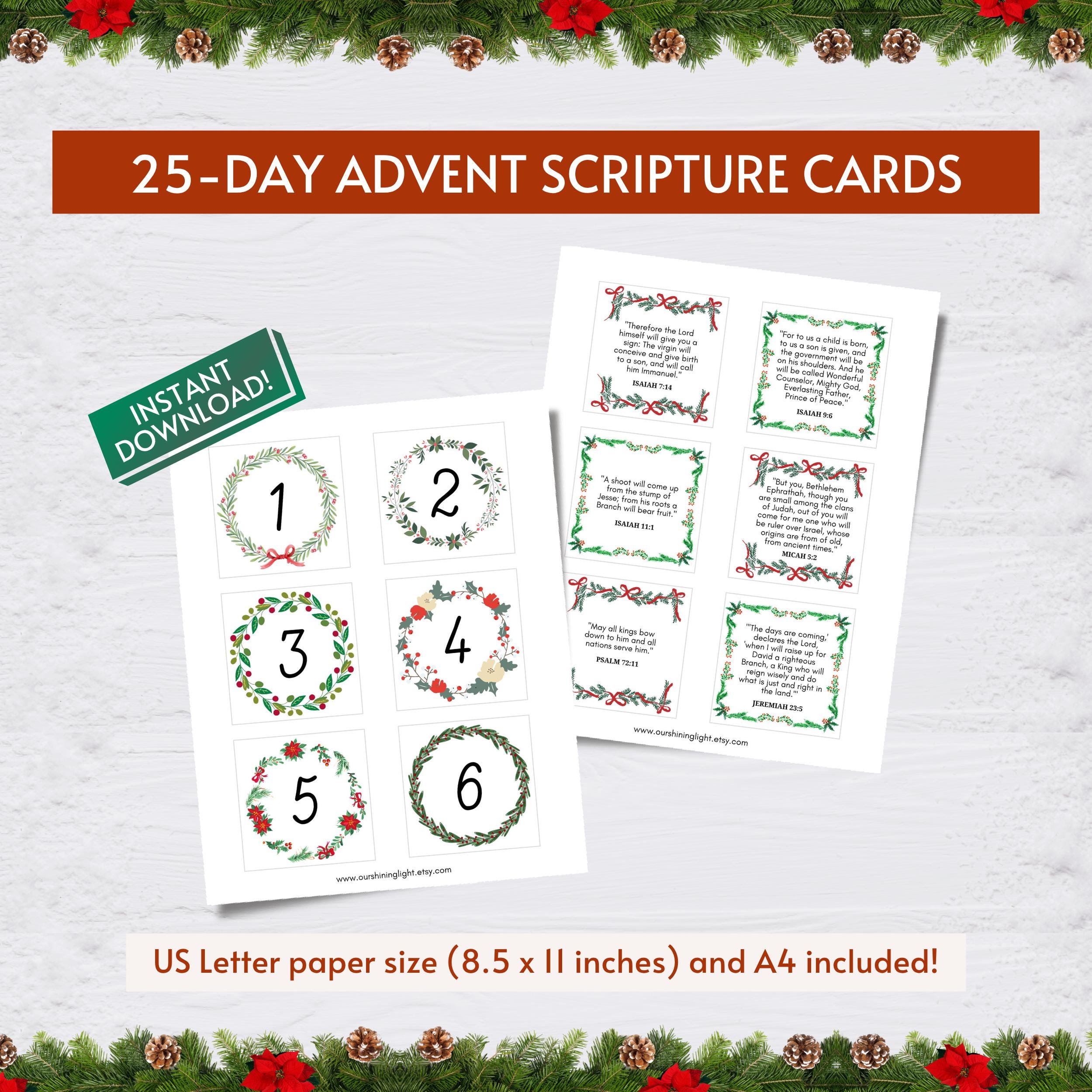 Printable Advent Scripture Cards, Christian Advent Calendar, Kids ...