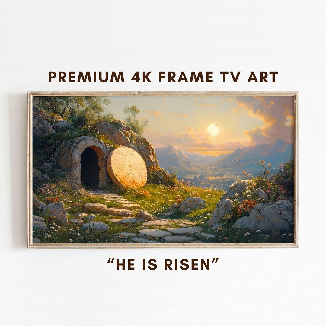 Christian Frame TV Art, He is Risen TV Frame TV Art Christian Easter Frame Tv Art, Holy Week ...