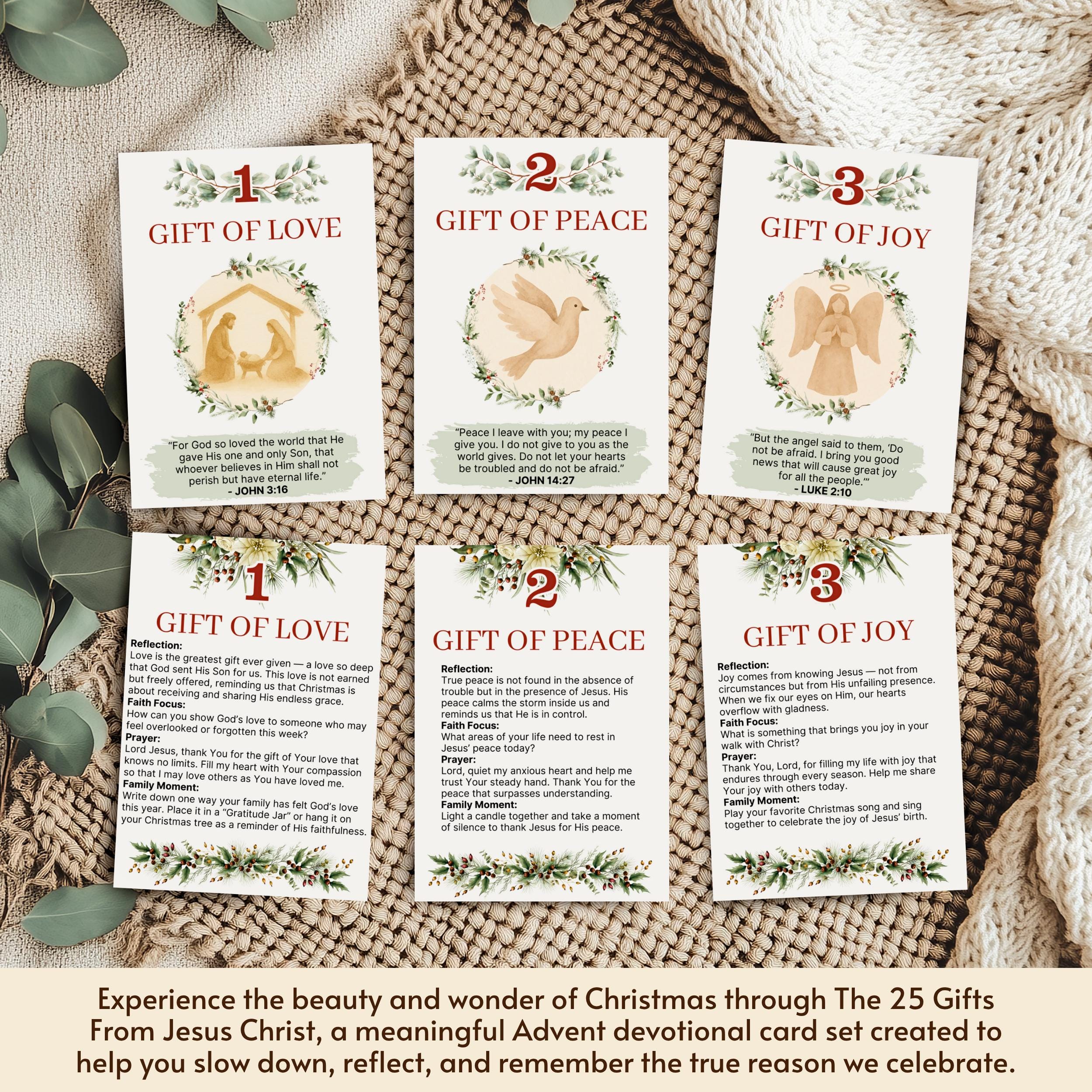 25 Gifts From Jesus Christ, Christmas Advent Scripture Cards Printable ...