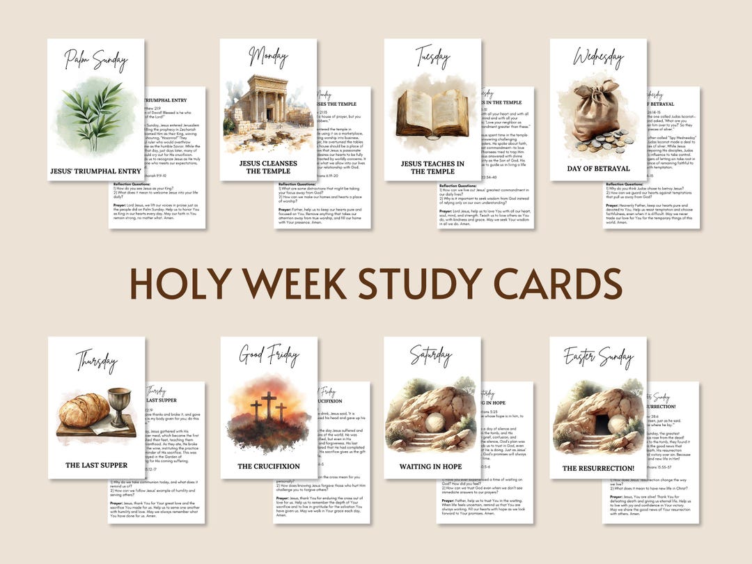 Holy Week Cards Printable Easter Story Cards, Holy Week Kids Craft ...