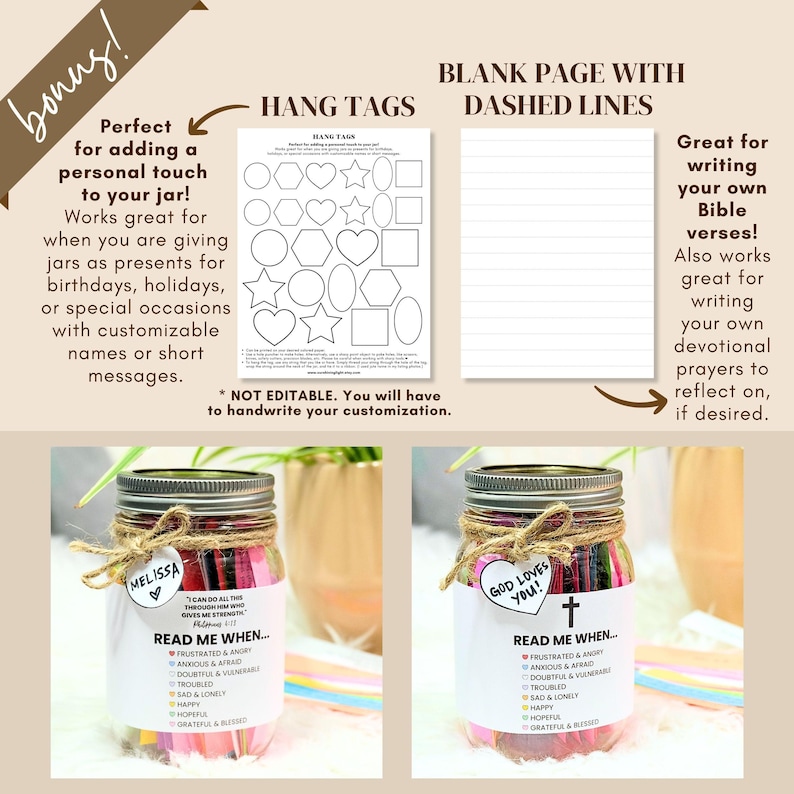 KJV Bible Verse Jar DIY Scripture Jar Printable Christian Read Me When ...