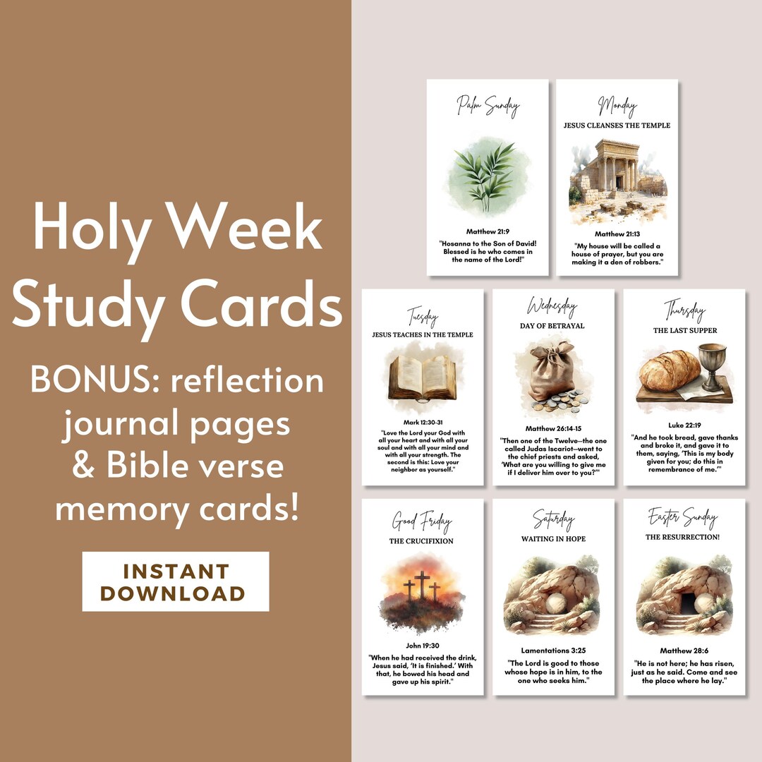 Holy Week Study Cards Printable Easter Story Cards, Easter Holy Week ...