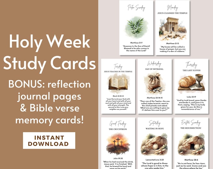 Holy Week Study Cards Printable Easter Story Cards, Easter Holy Week ...