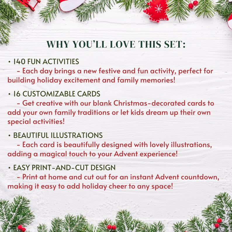 Printable & Editable Christmas Advent Activity Cards Printable Advent ...