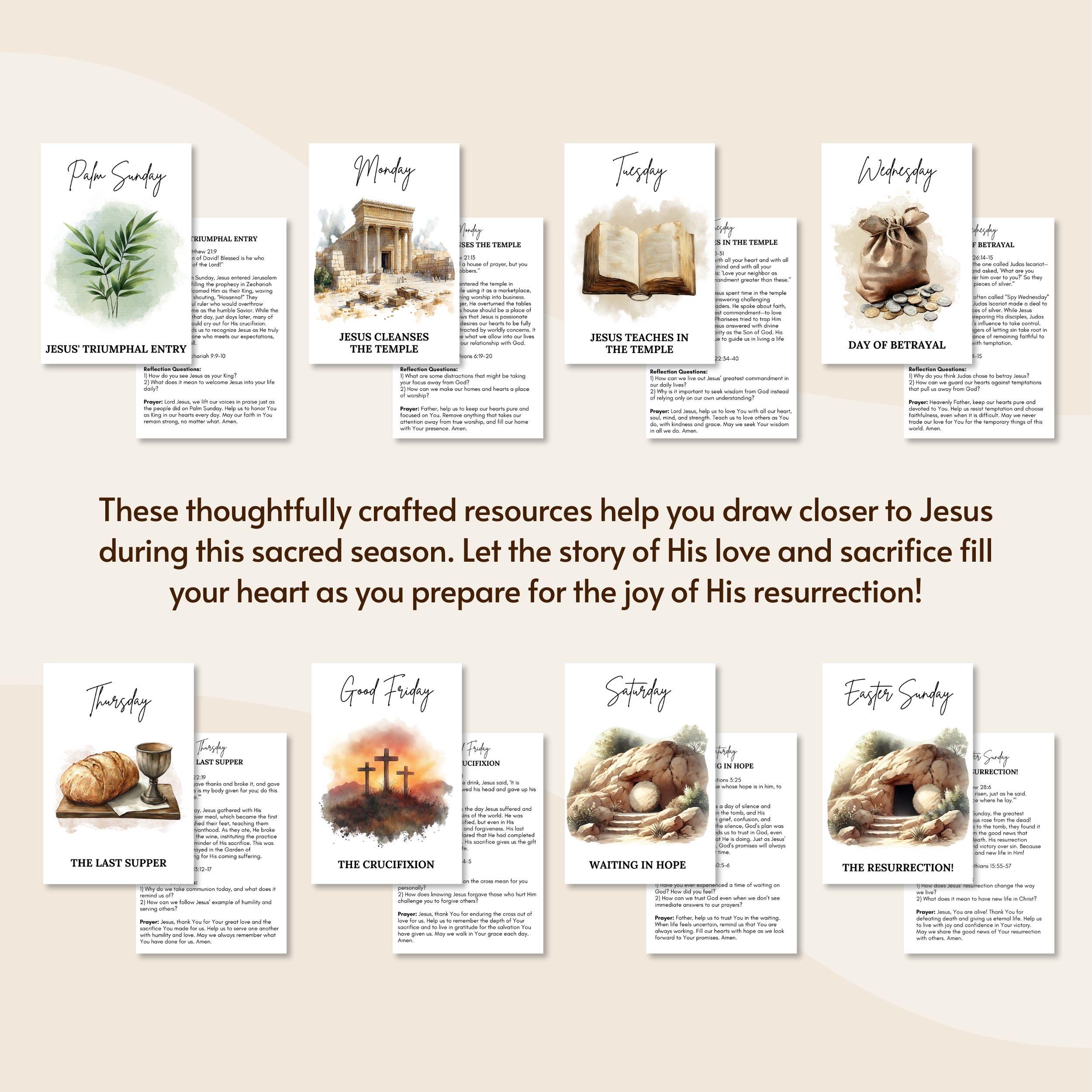 Holy Week Cards Printable Easter Story Cards, Holy Week Kids Craft ...