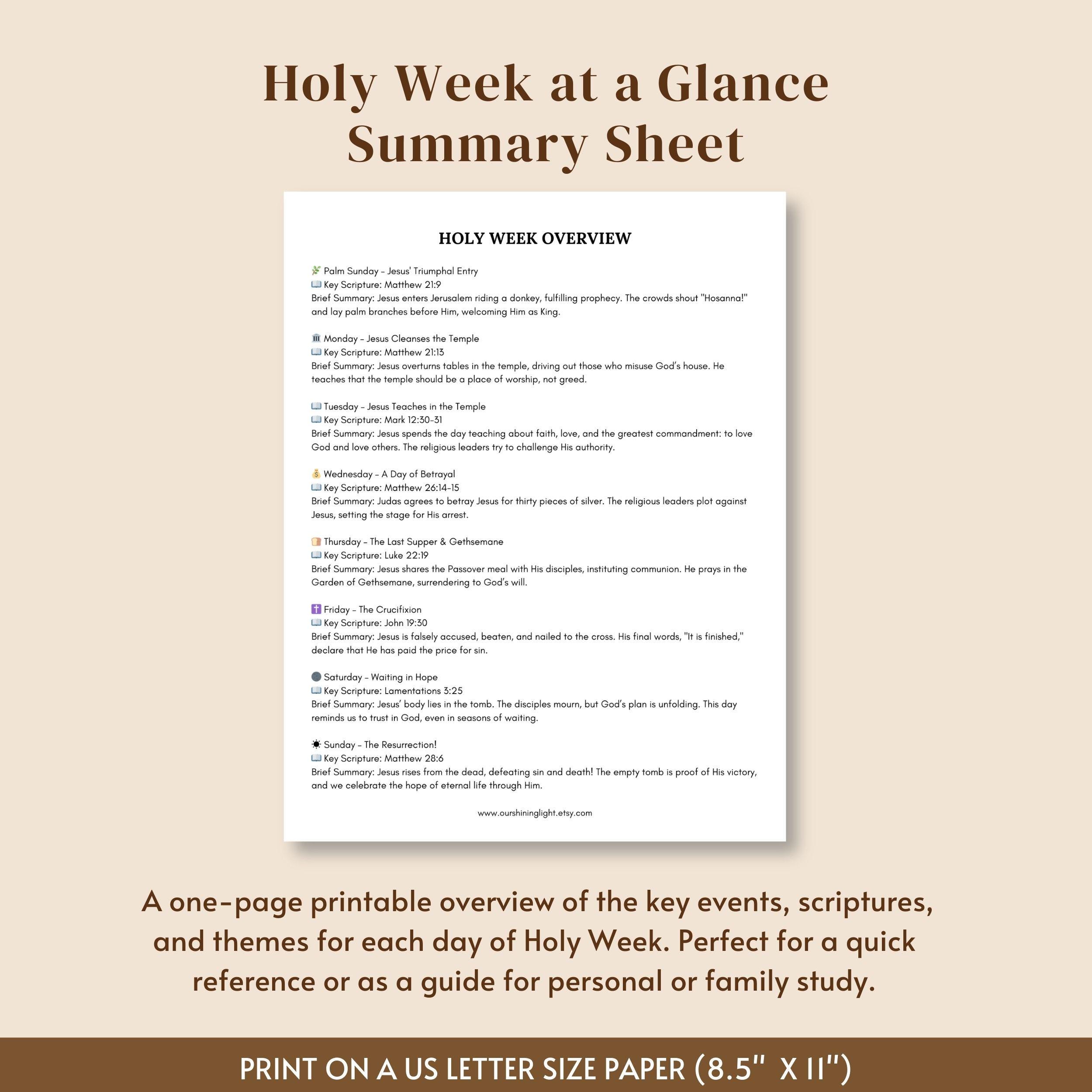 Holy Week Study Cards Printable Easter Story Cards, Easter Advent ...