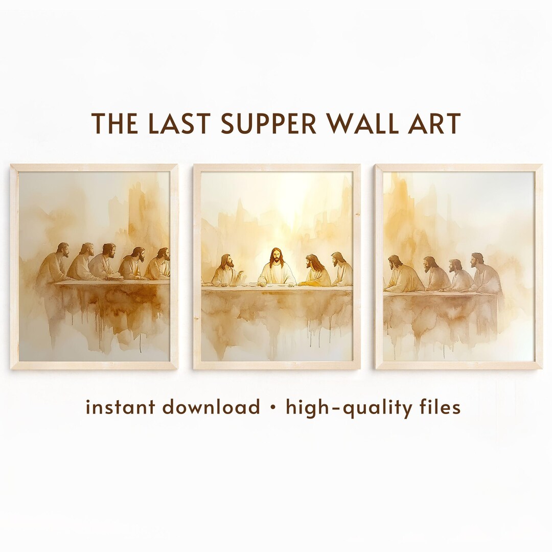 The Last Supper Wall Art Watercolor, Last Supper Print Poster ...