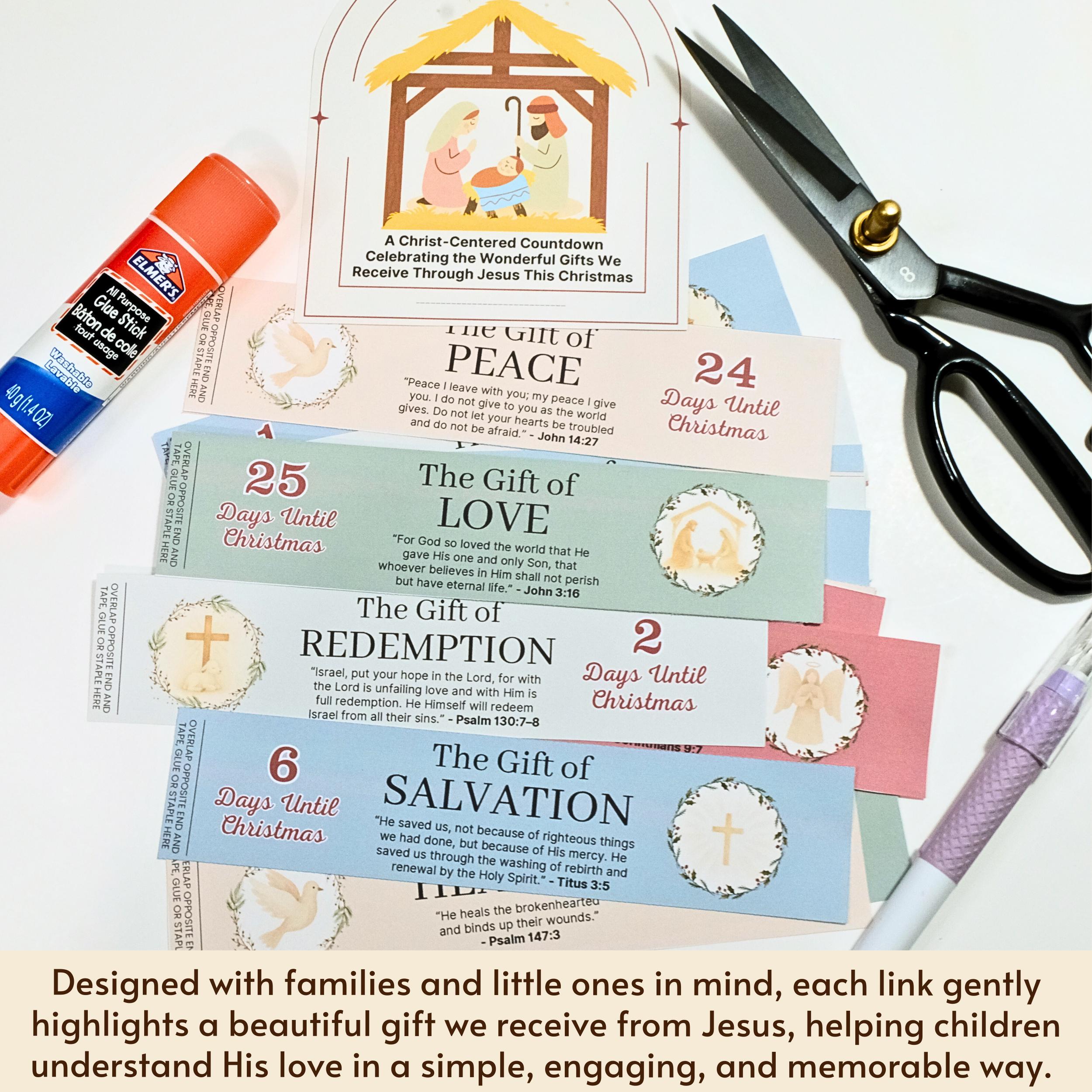 Gifts From Jesus Advent Paper Chain, Christmas Sunday School Crafts for ...