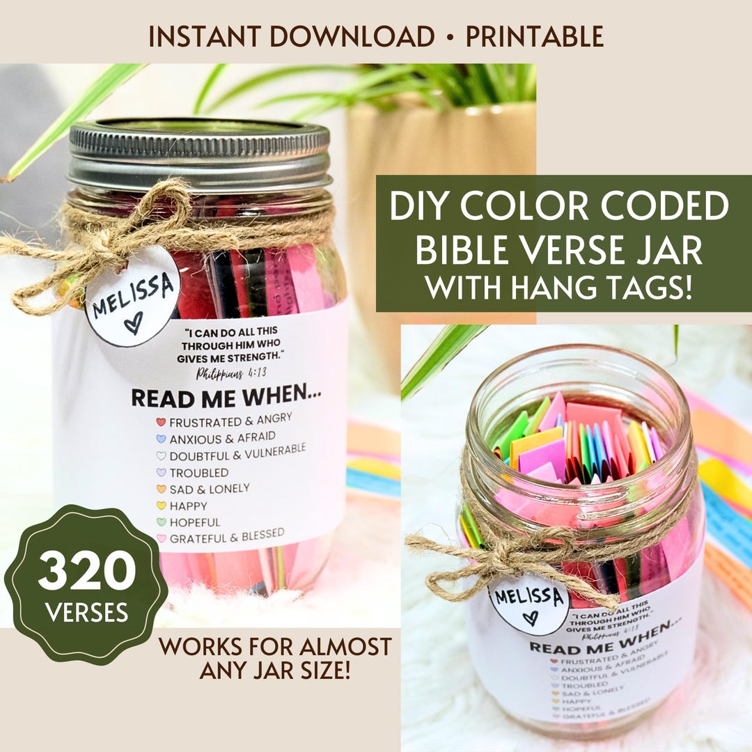 Printable Bible Verse Jar for Feelings and Emotions, DIY Scripture Jar ...