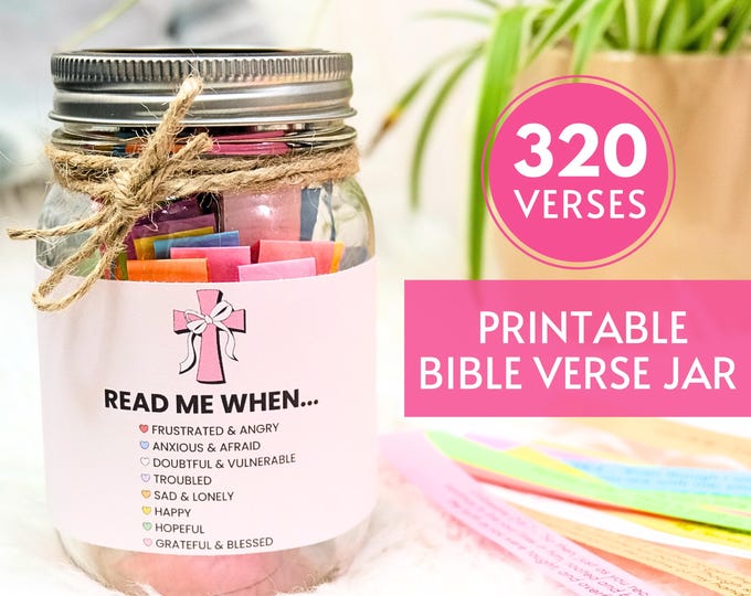 DIY Bible Verse Jar Printable Bible Verses for Feelings, Scripture Jar ...