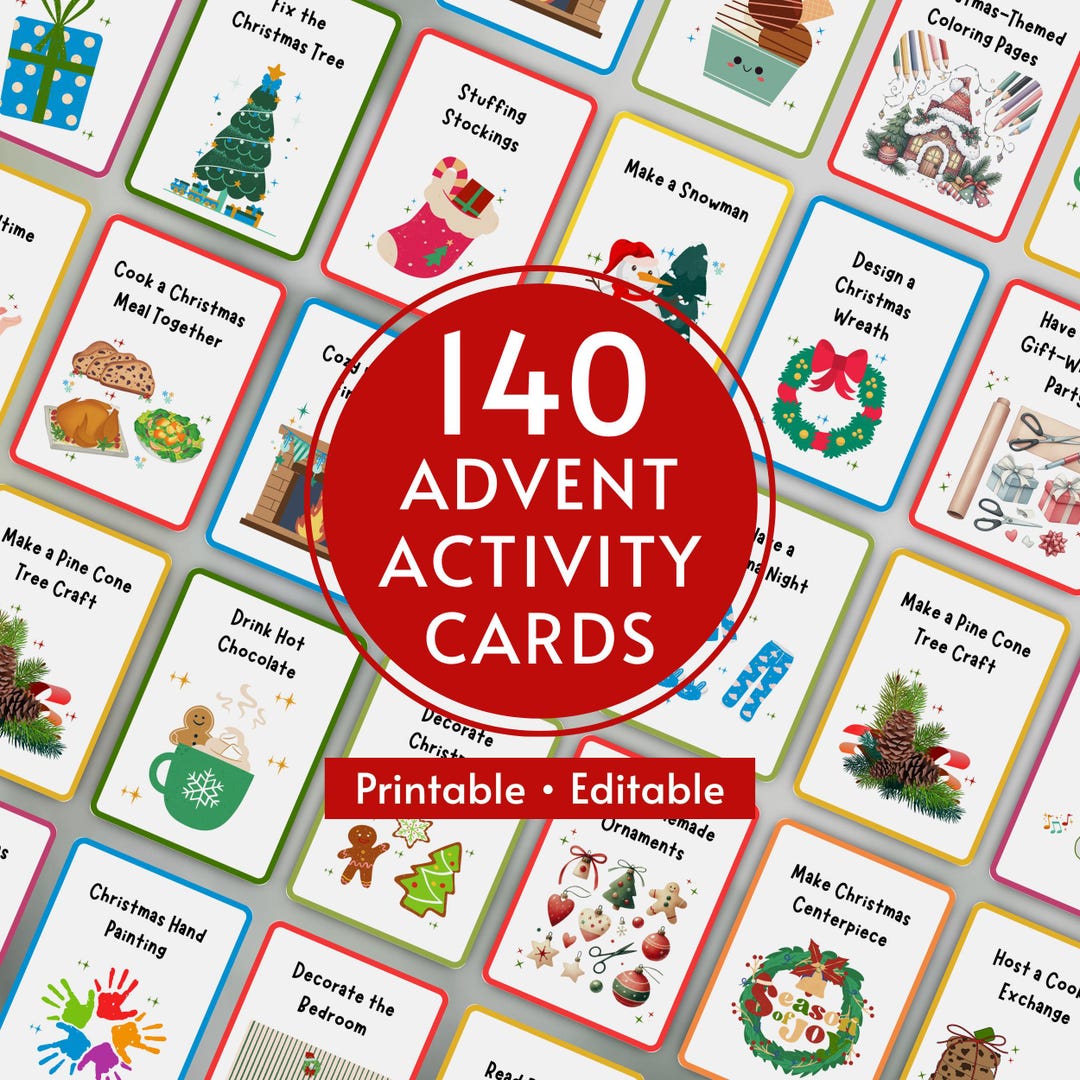 Printable & Editable Christmas Advent Activity Cards Printable Advent ...