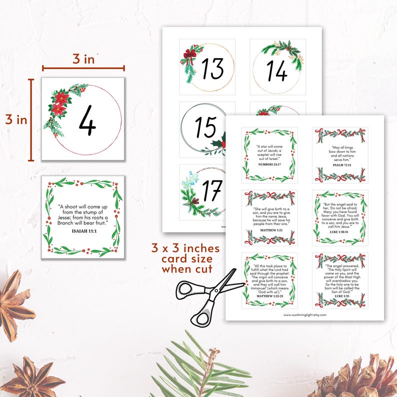 Advent Scripture Cards, Christian Advent Calendar Printable, Advent ...