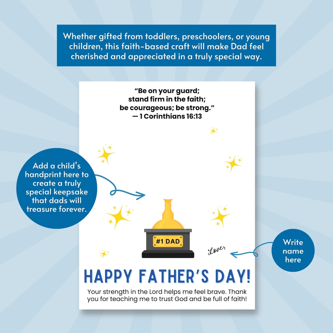 Father's Day Sunday School Craft Preschool Father's Day Craft Christian ...