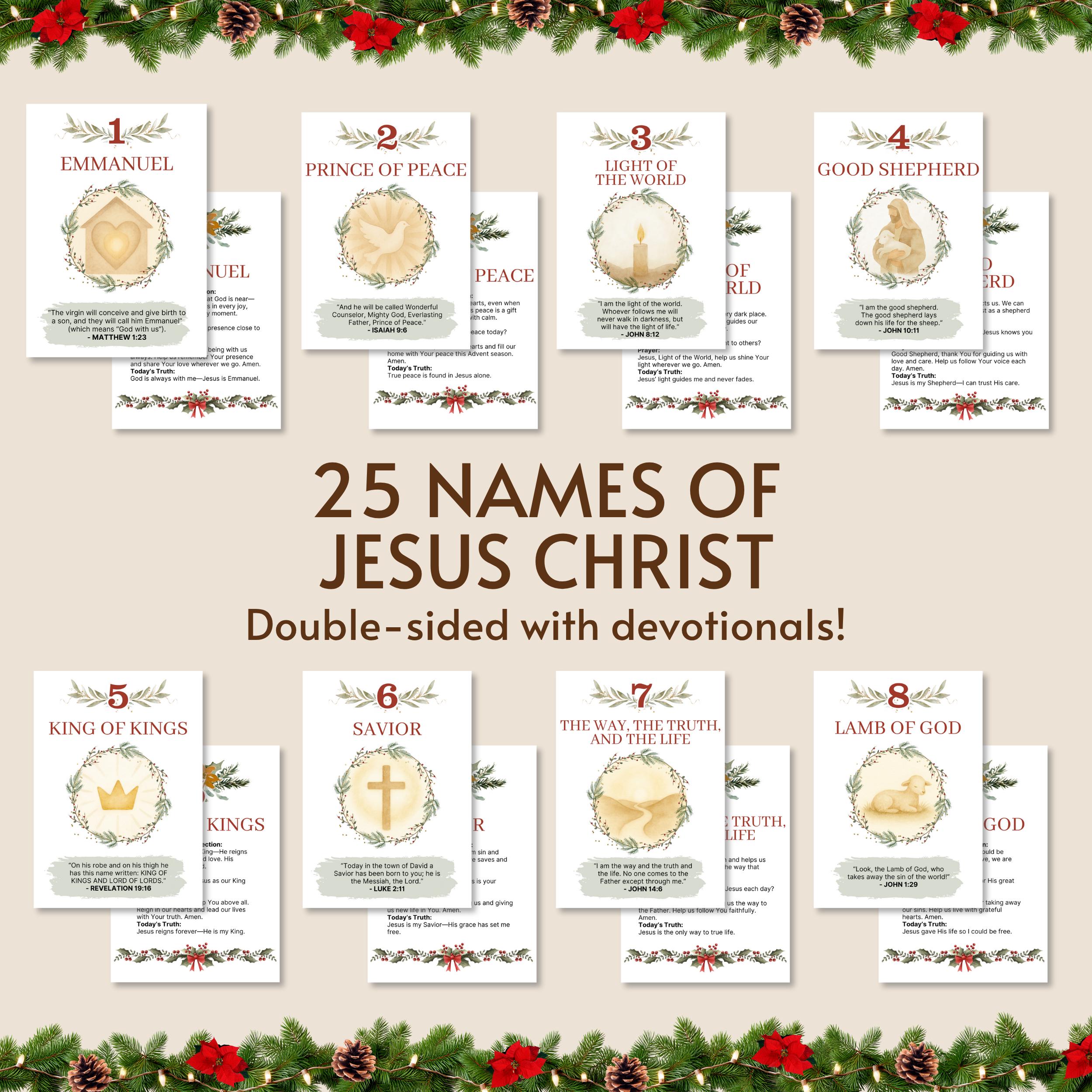 25 Names of Jesus Advent Cards, Christ Centered Christmas Advent ...