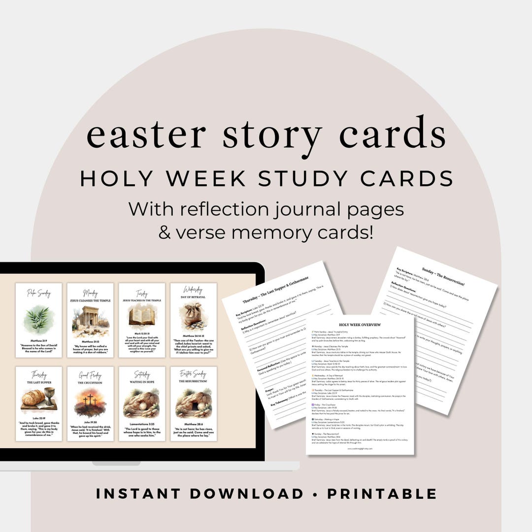 Easter Story Cards Printable Holy Week Bible Study Cards, Easter Bible ...