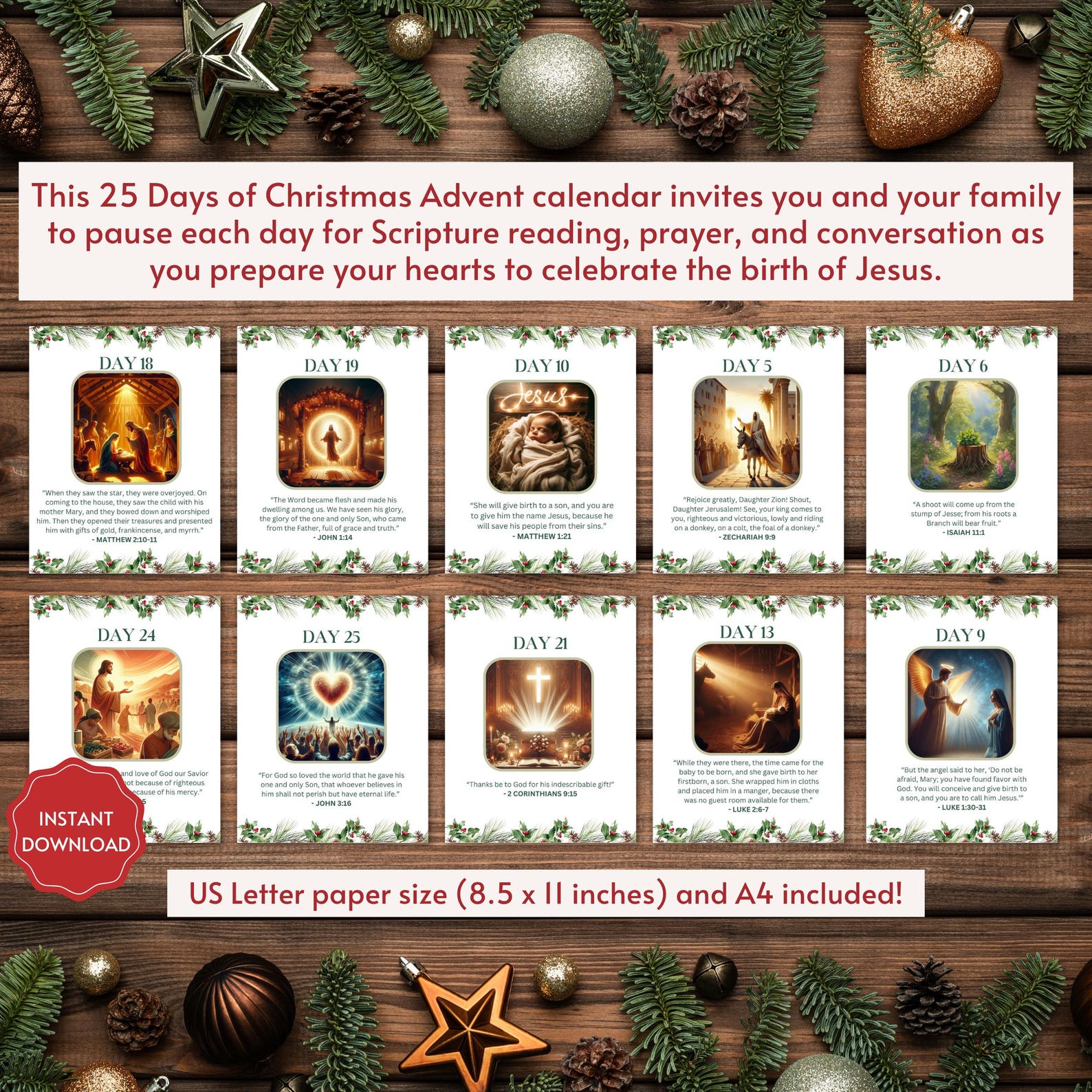 Printable Advent Scripture Cards, Christian Advent Calendar Kids ...