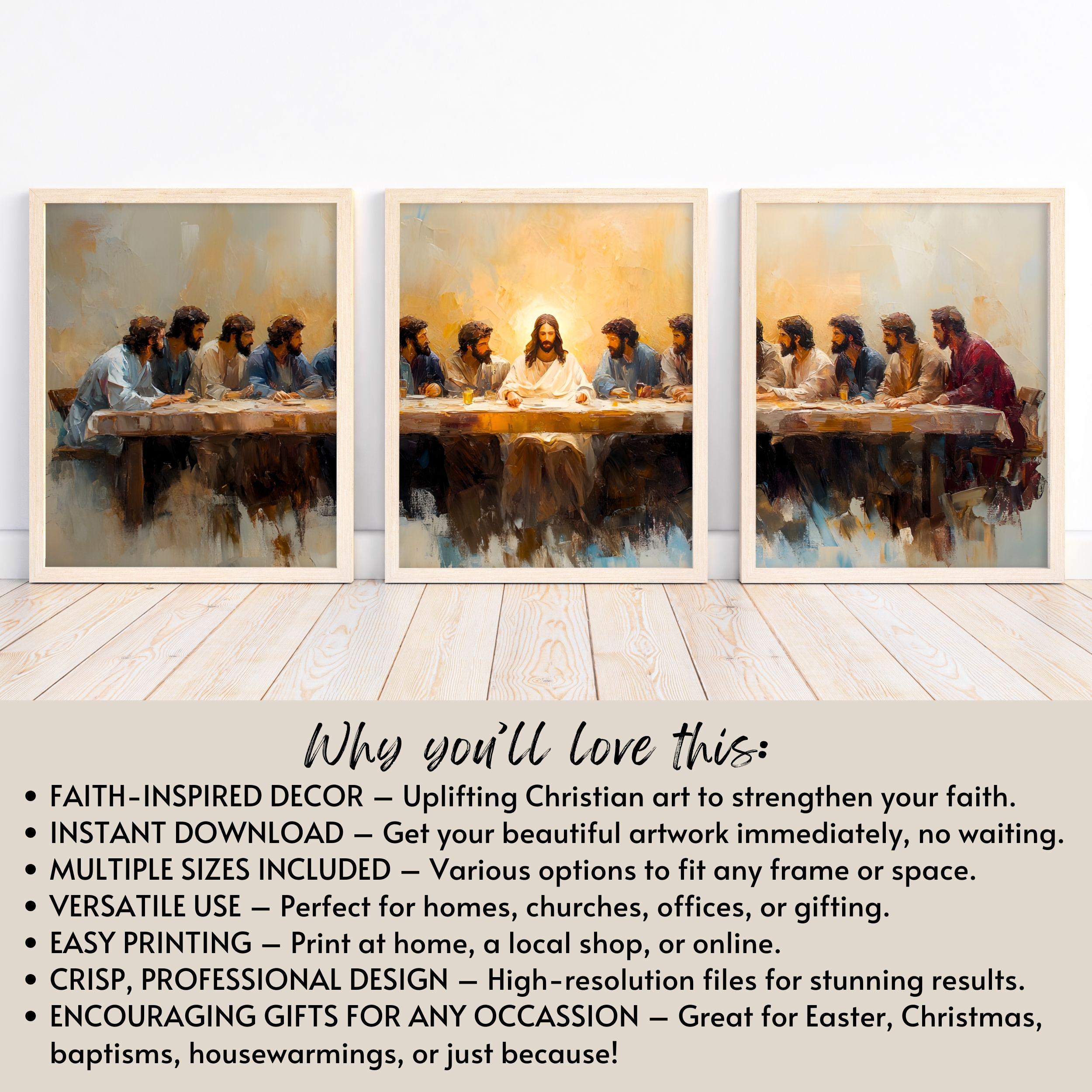 Last Supper Set of 3 the Last Supper Wall Art, Last Supper Painting ...