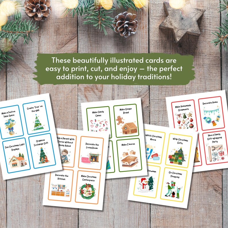 Printable & Editable Christmas Advent Activity Cards Printable Advent ...