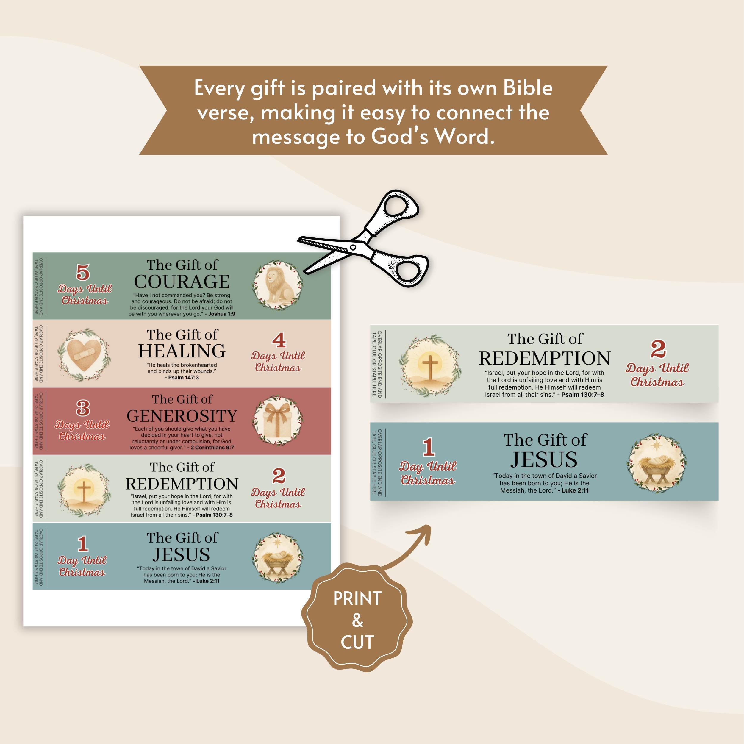 Gifts From Jesus Advent Paper Chain, Christmas Sunday School Crafts for ...