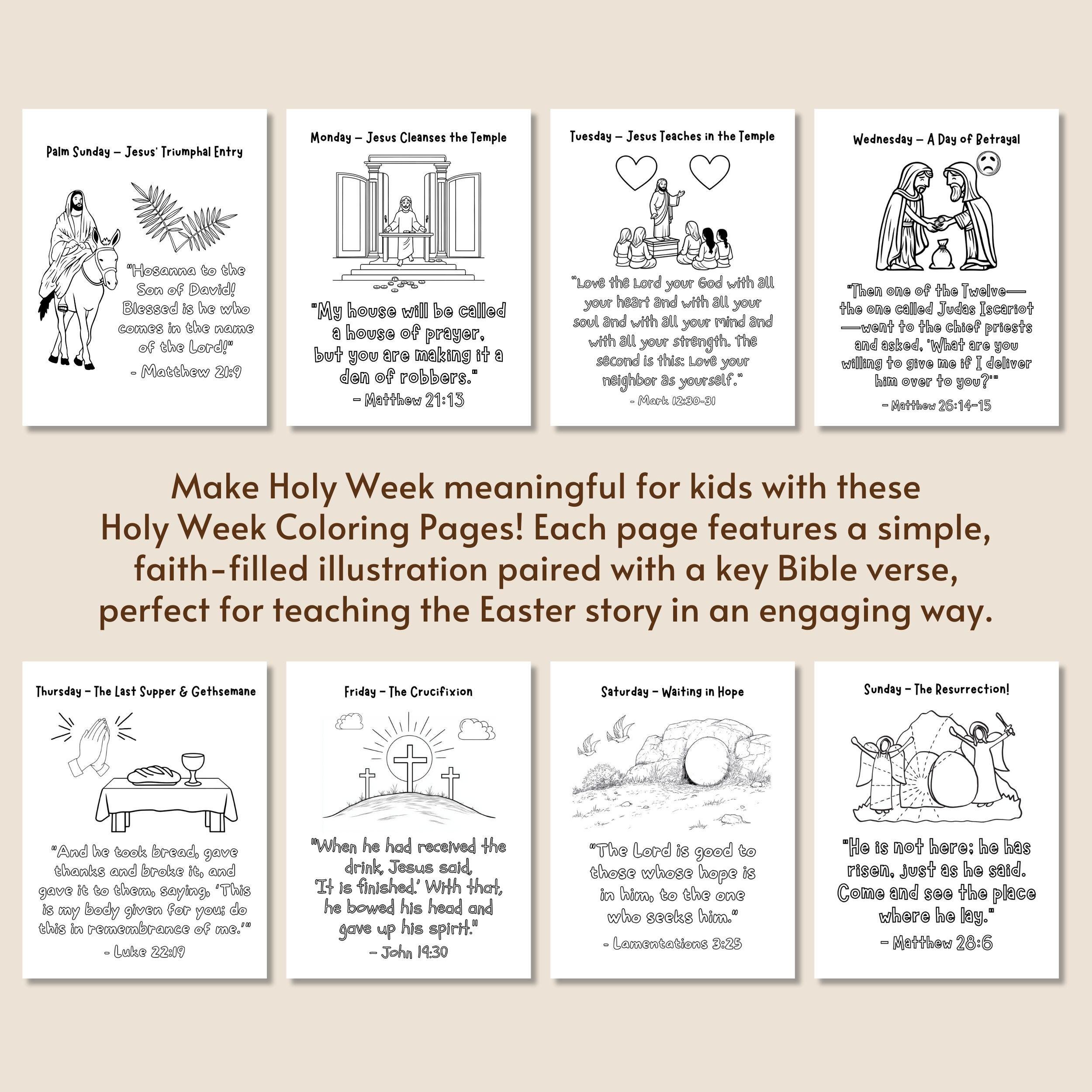 Holy Week Coloring Pages, Easter Story Coloring Sheets Holy Week ...