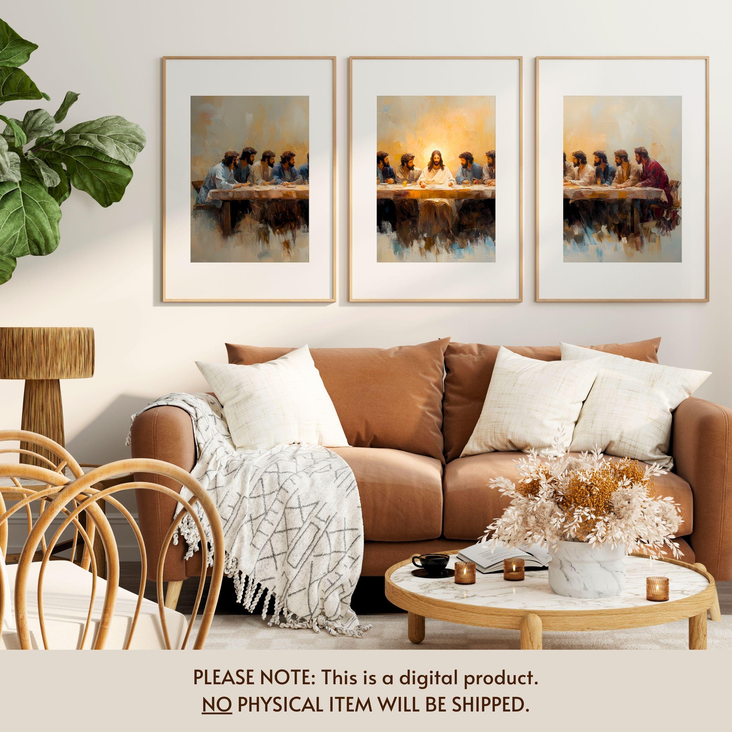 Last Supper Set of 3 the Last Supper Wall Art, Last Supper Painting ...
