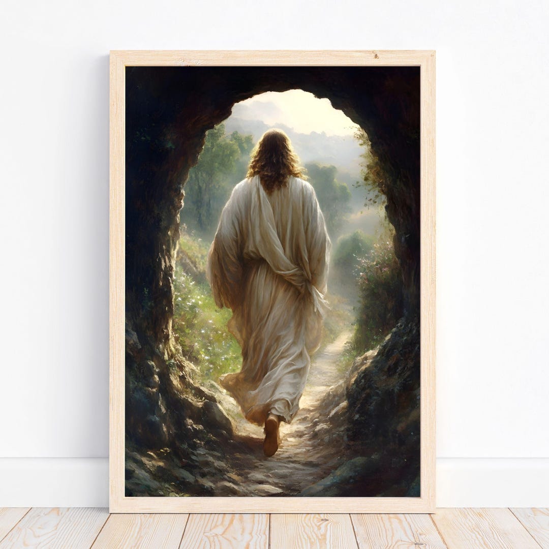He is Risen Wall Art Download, Jesus Painting Easter Decorations Bible ...