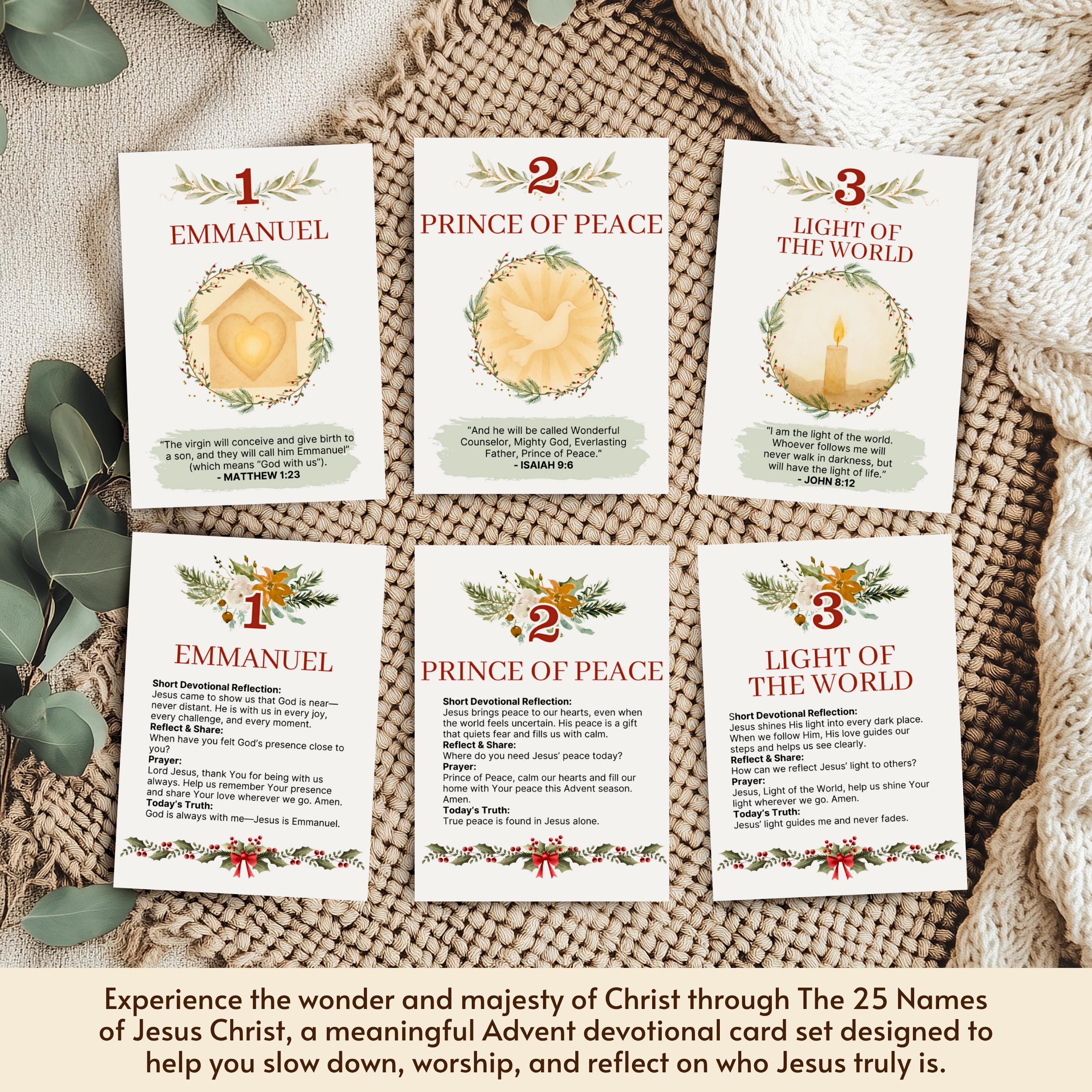 25 Names of Jesus Advent Cards, Christ Centered Christmas Advent ...