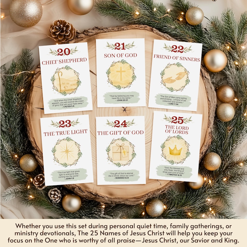 25 Names of Jesus Advent Cards, Christ Centered Christmas Advent ...