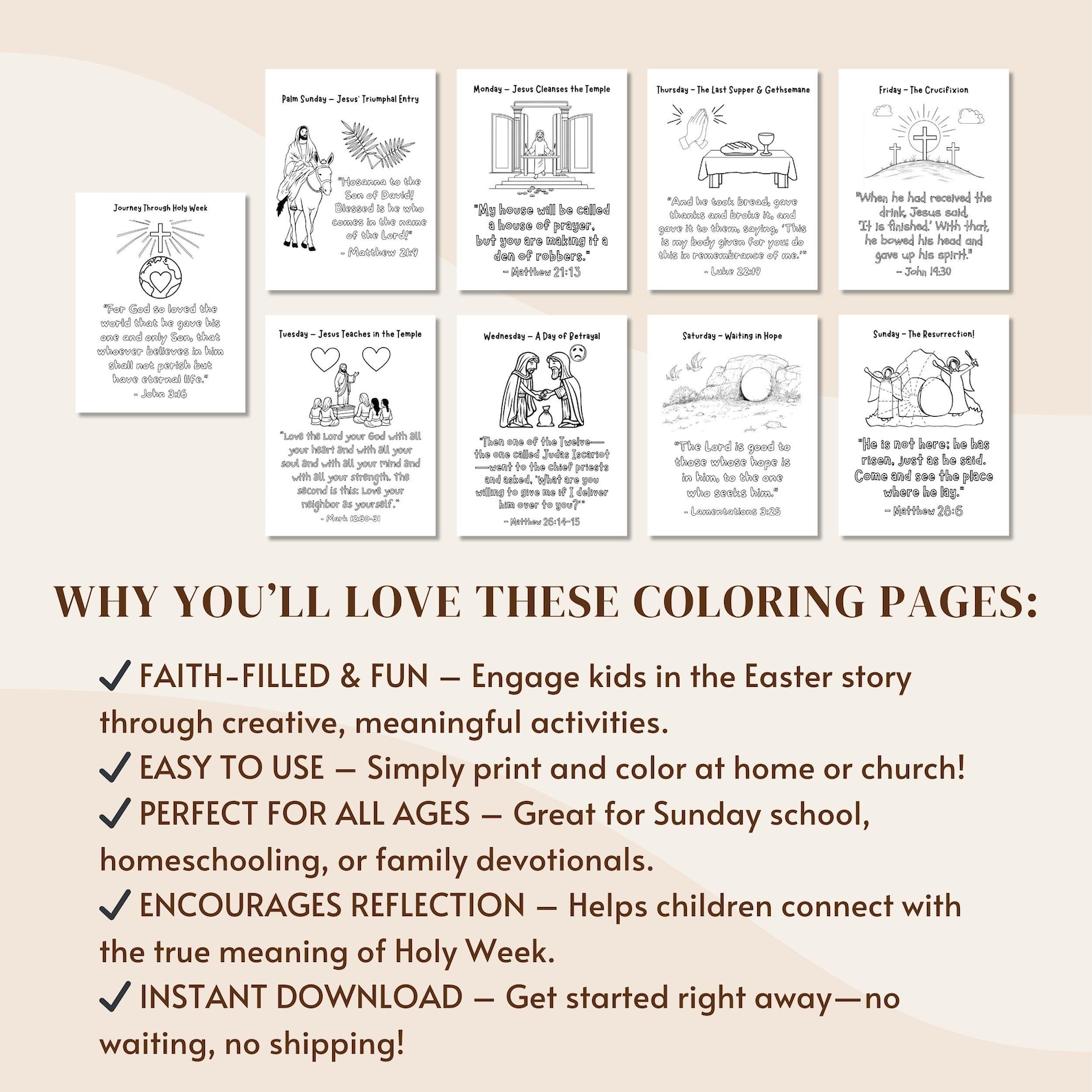 Printable Holy Week Activities for Kids, Holy Week Coloring Pages ...