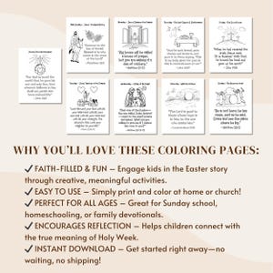 Easter Story Coloring Sheets Printable Holy Week Activities for Kids ...