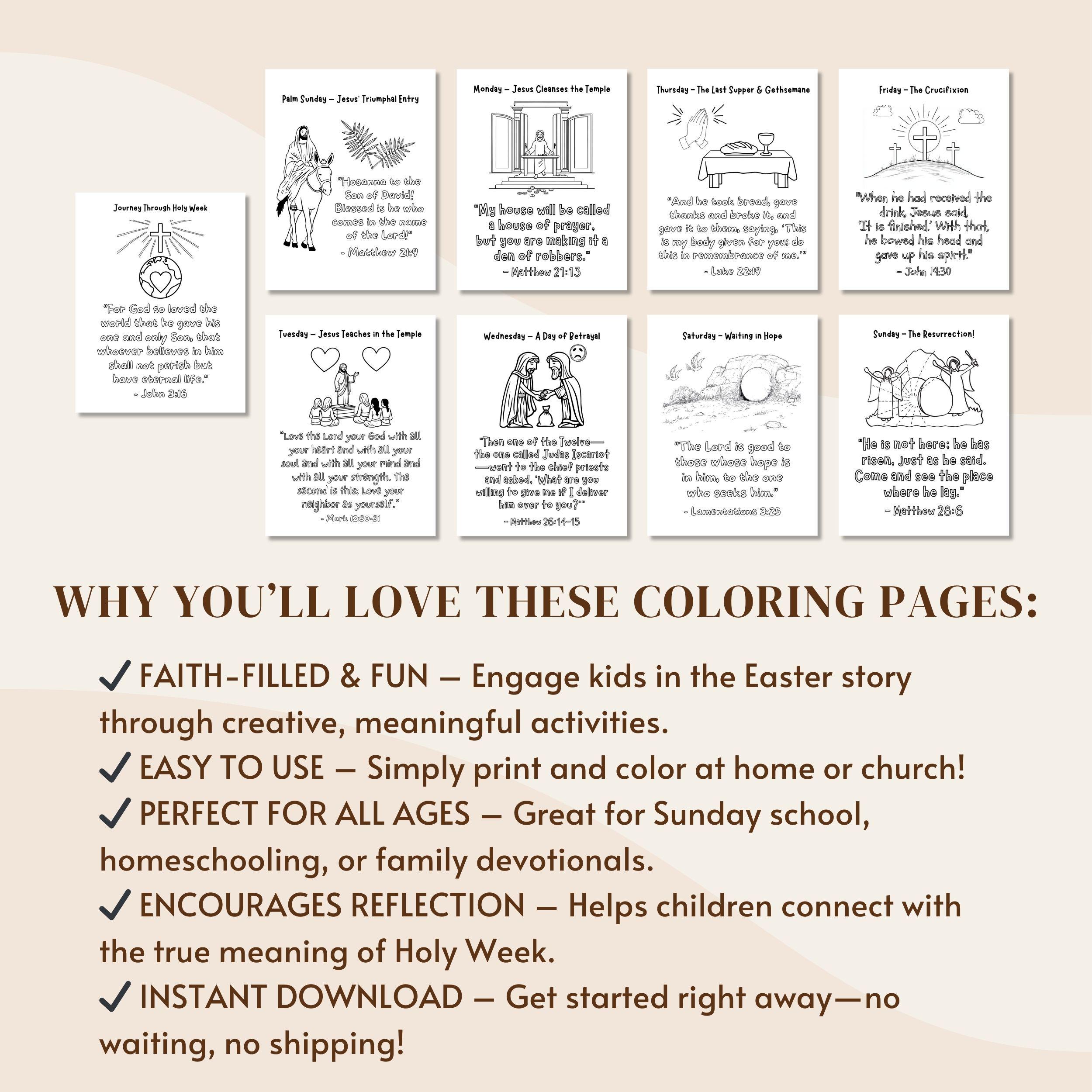 Holy Week Coloring Pages, Easter Story Coloring Sheets Holy Week ...