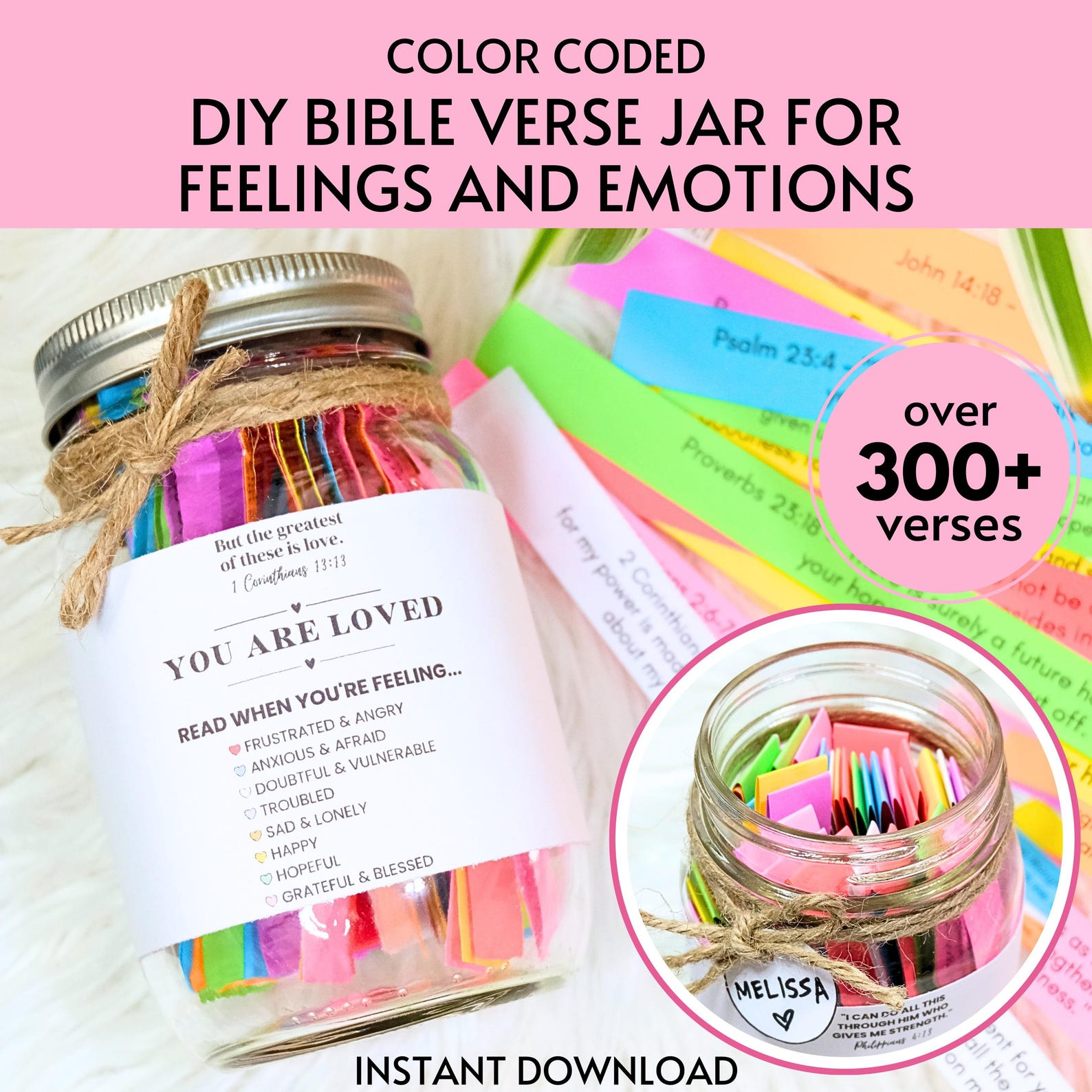 DIY Bible Verse Jar Printable, Color Coded Scripture Jar Printable Read ...
