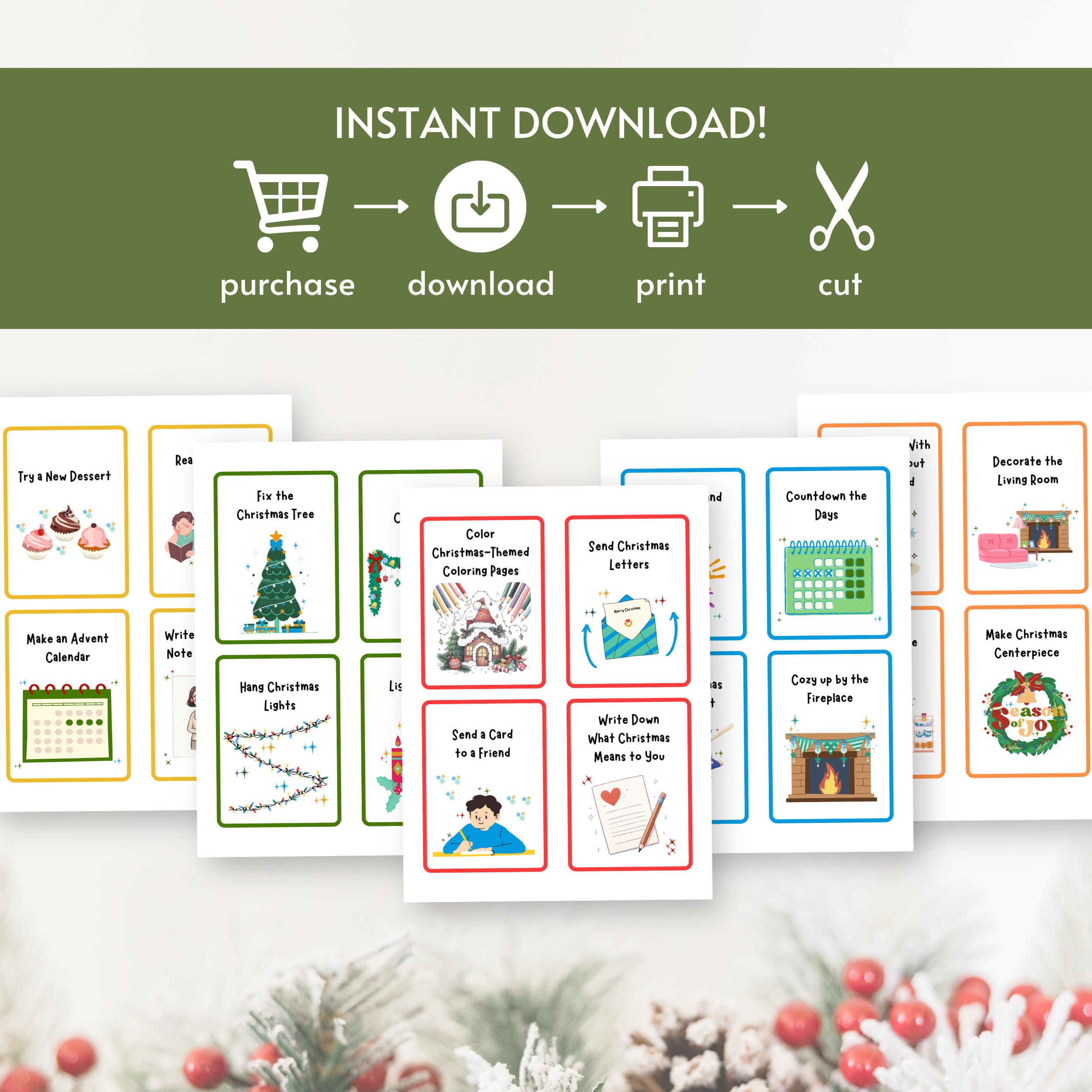 Printable & Editable Christmas Advent Activity Cards Printable Advent ...