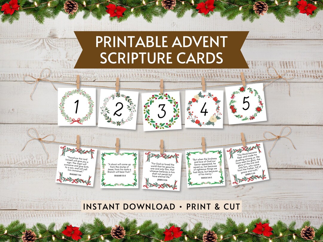 Advent Scripture Cards Printable Christian Advent Calendar for Kids ...