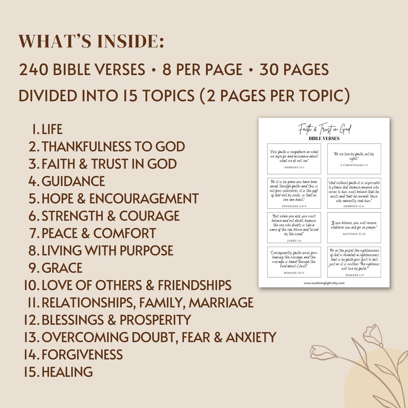 240 Printable Bible Verse Cards, Printable Scripture Cards, Scripture ...