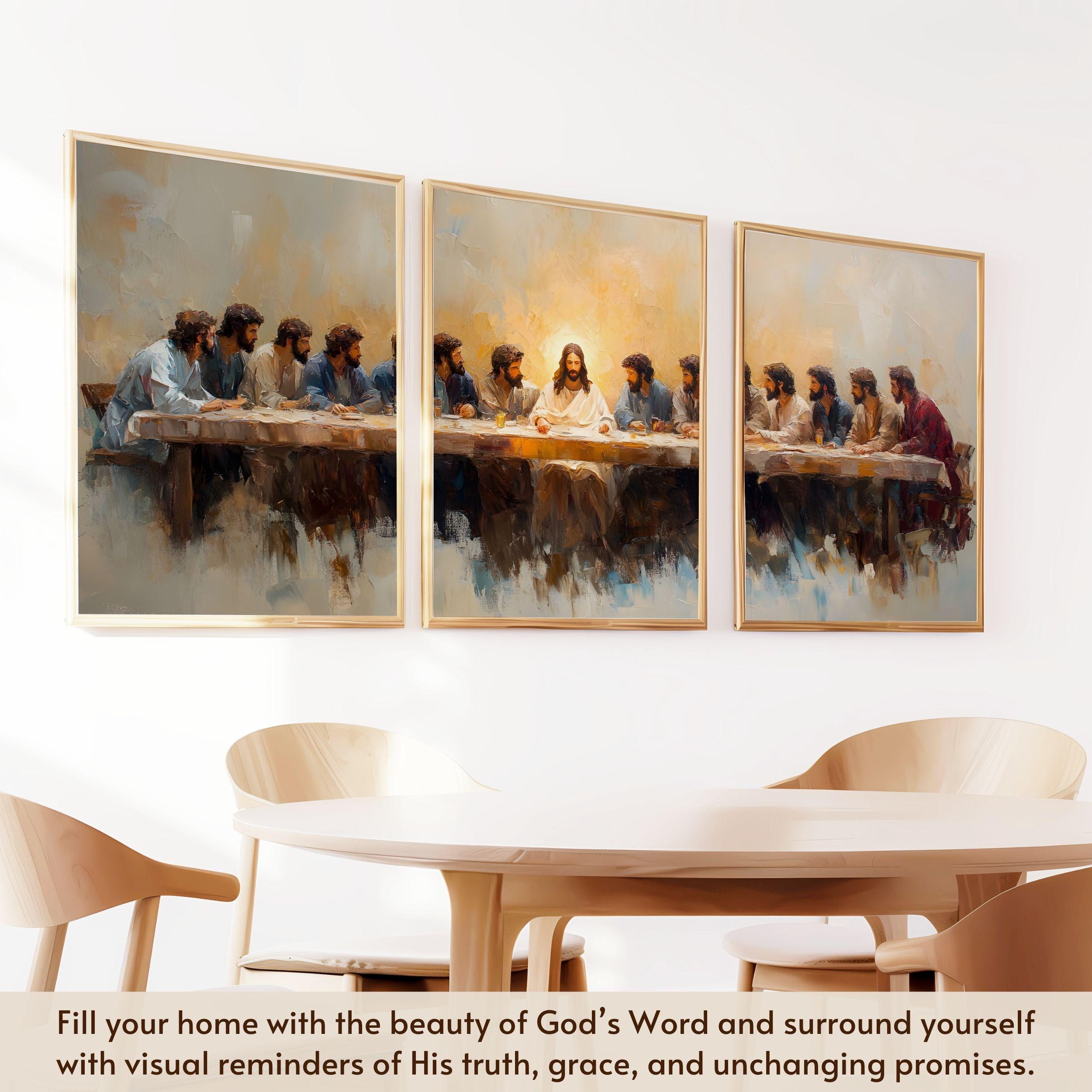 Last Supper Set of 3 the Last Supper Wall Art, Last Supper Painting ...