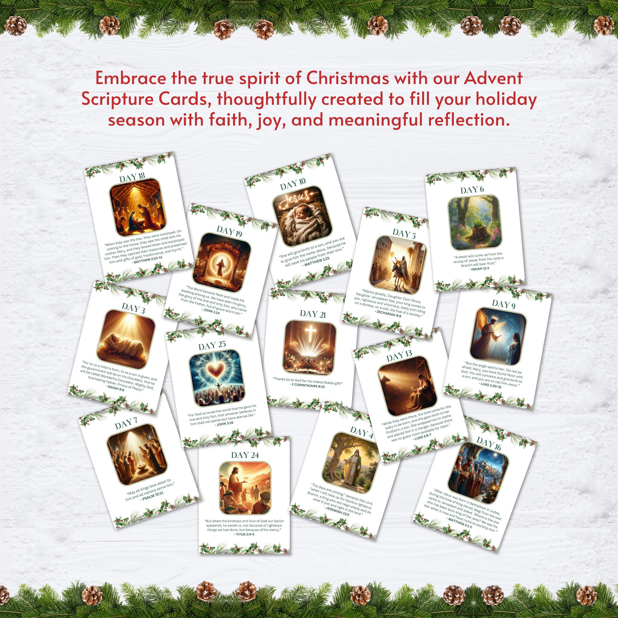 Printable Advent Scripture Cards, Christian Advent Calendar for Kids ...