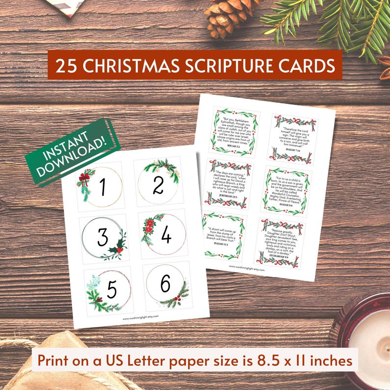 Advent Scripture Cards, Christian Advent Calendar Printable, Advent ...