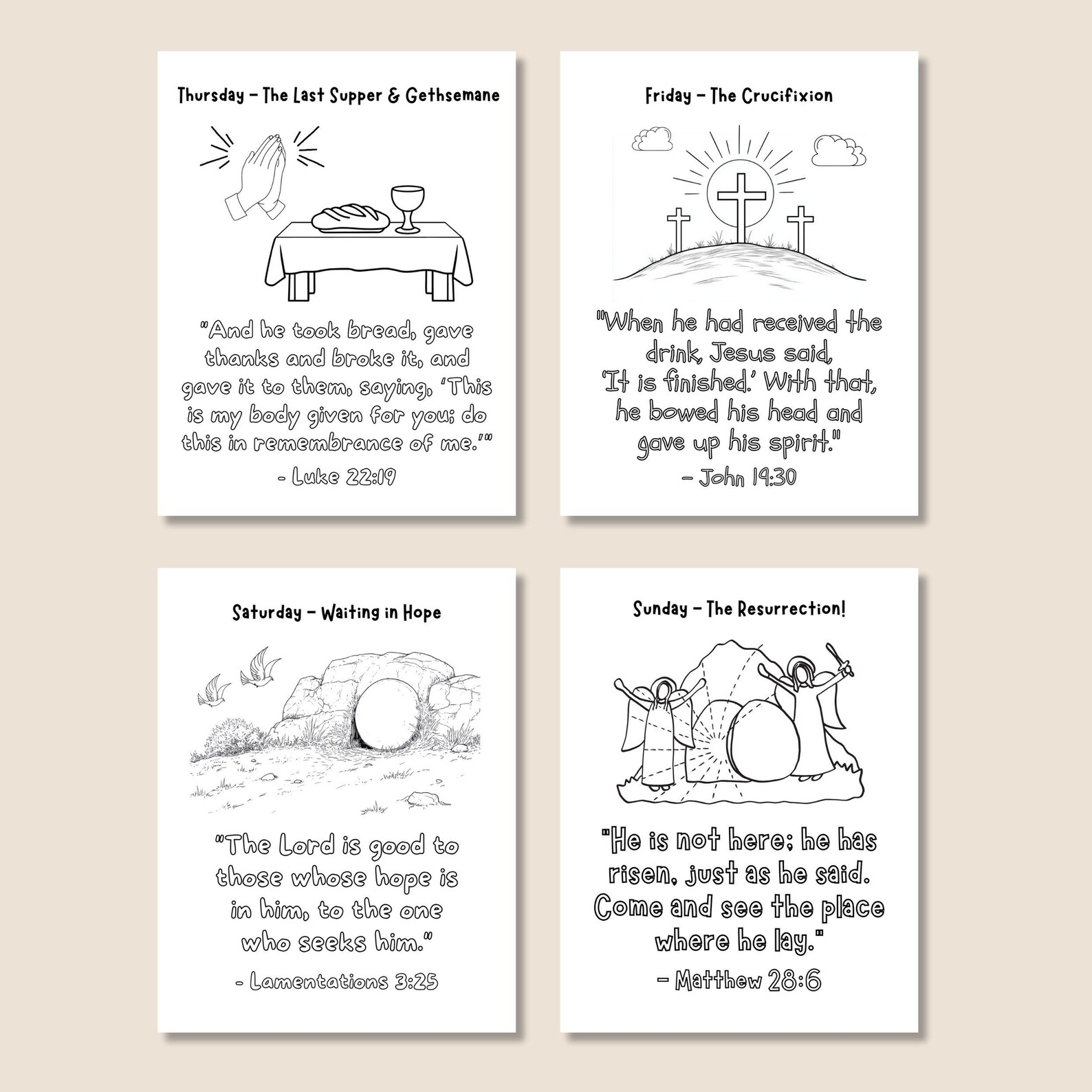 Easter Story Coloring Sheets Printable Holy Week Activities for Kids ...